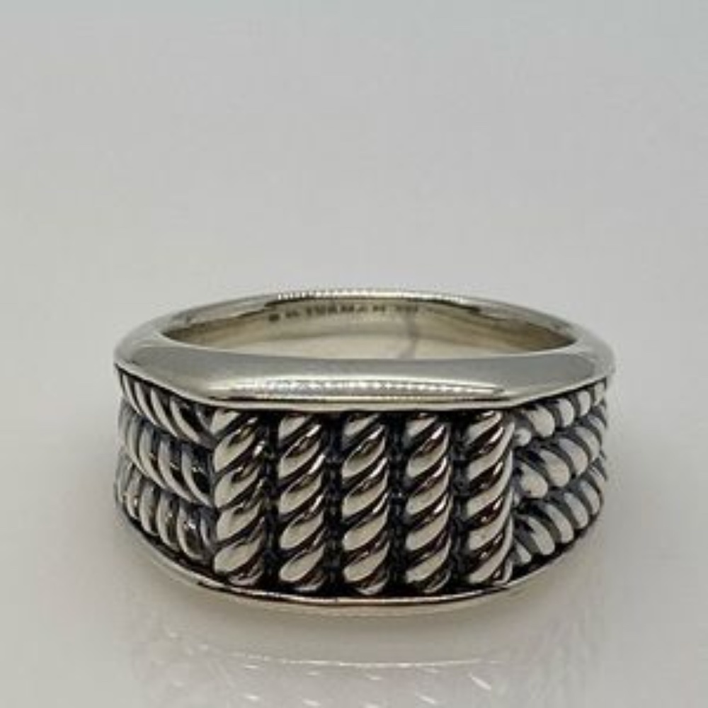 David Yurman Maritime 3 Rope Sterling Silver Ring - Gem